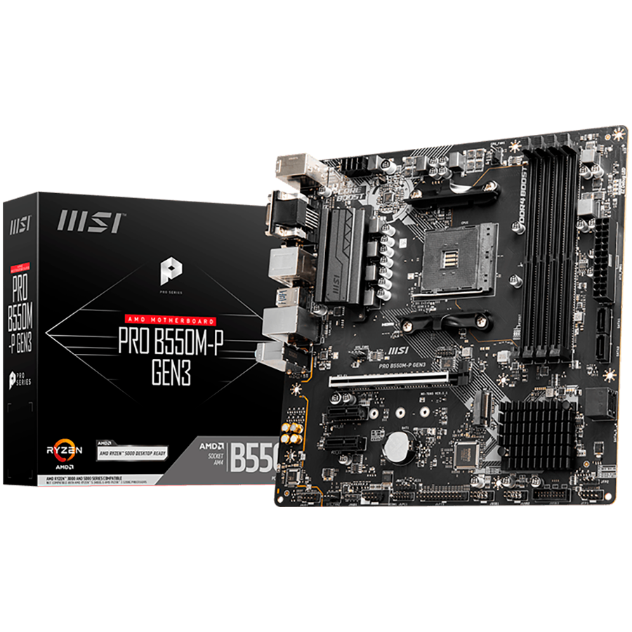 MSI Main Board Desktop PRO B550M-P GEN3 (AMD B550 Chipset) AM4, 4xDIM ...